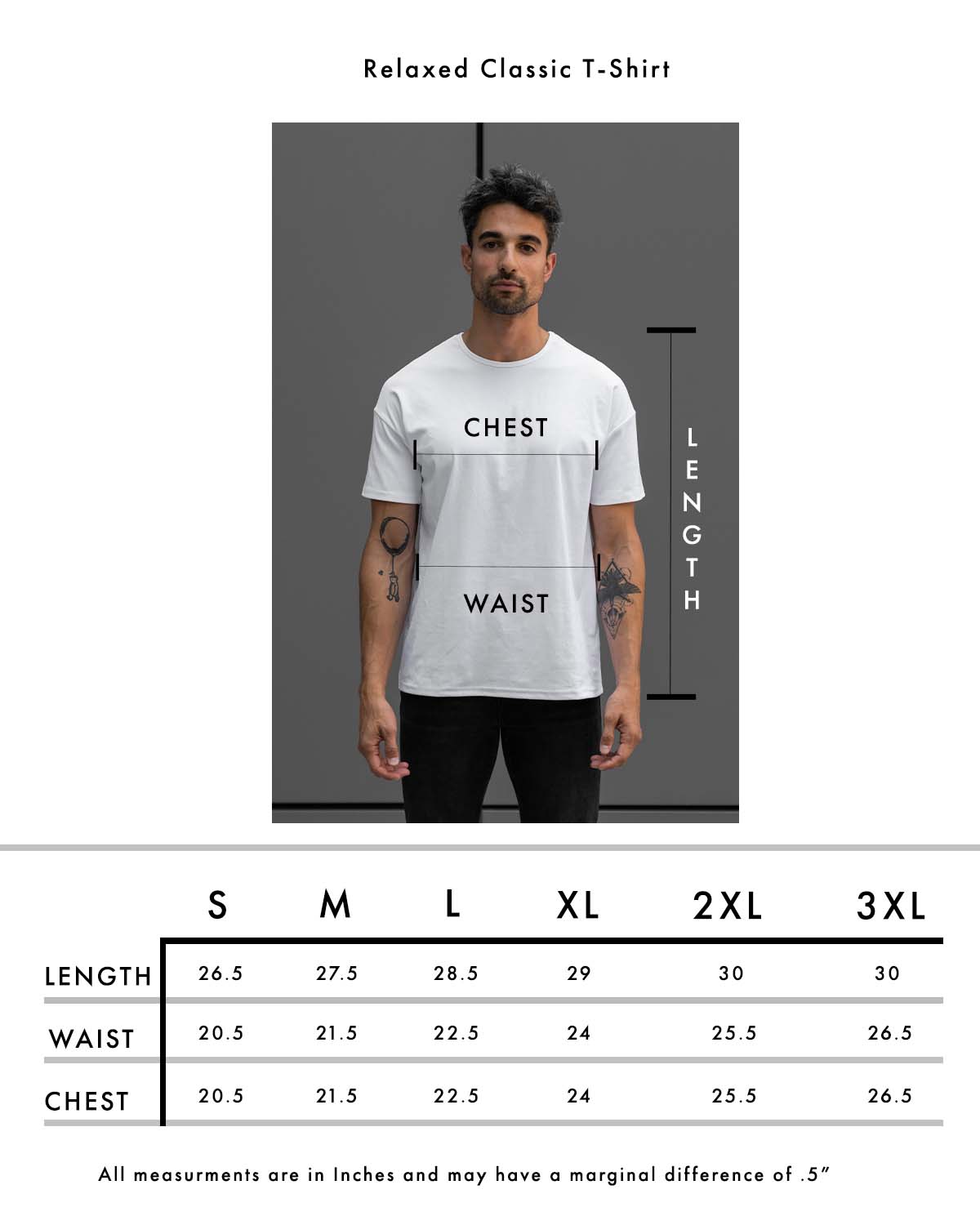 Relaxed T-Shirt Size Chart – Rule Of Threads